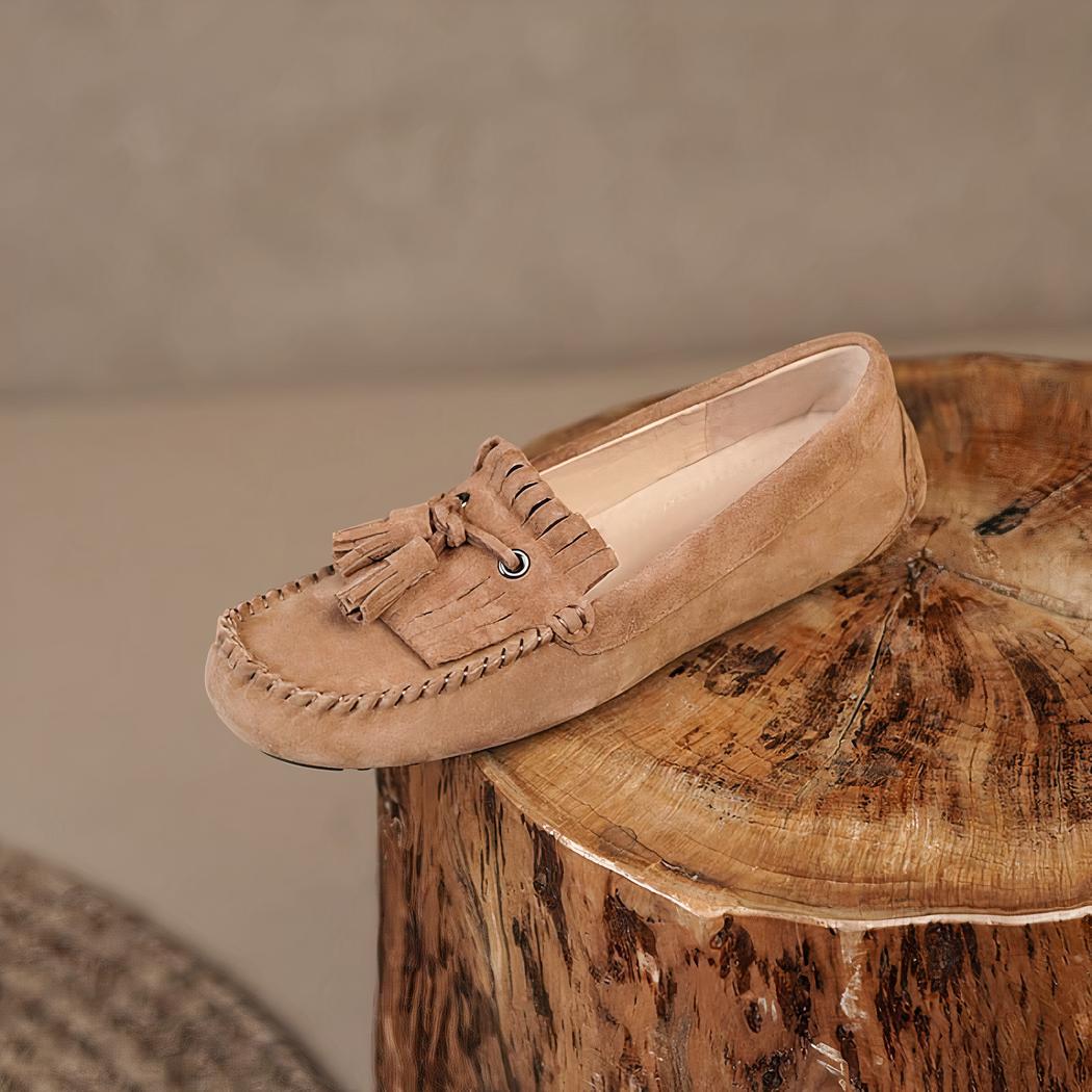 Mocassins à franges en daim pour femme • Mon Mocassin