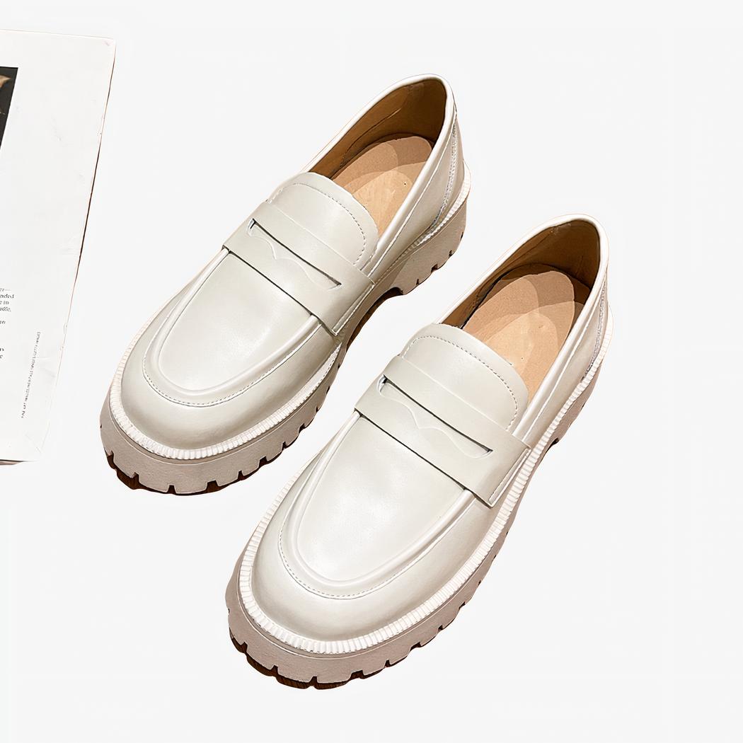 Mocassins en cuir véritable à plateforme pour femme • Mon Mocassin