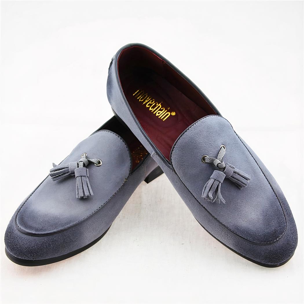 Mocassins en daim véritable souple et classique à glands pour homme ...