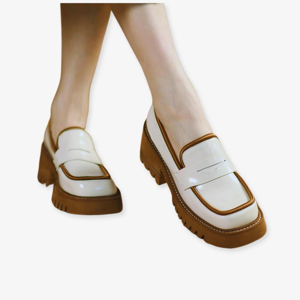 Mocassins vernis bicolores à semelle épaisse • Mon Mocassin