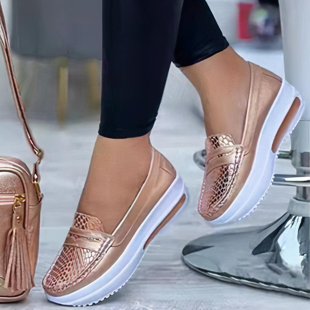 Mocassins compensés type baskets détails brillants • Mon Mocassin