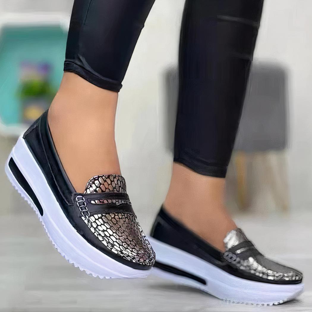 Mocassins compensés type baskets détails brillants • Mon Mocassin