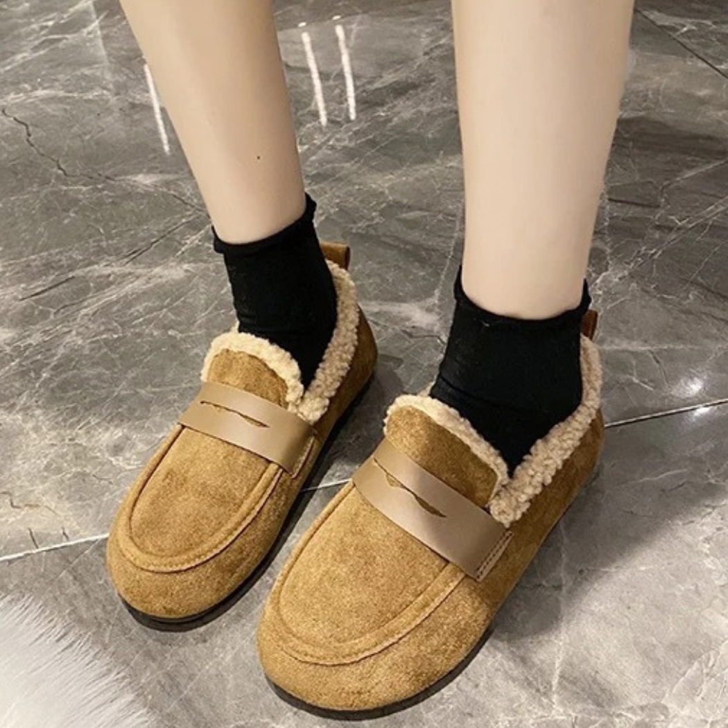 Mocassins hiver en daim pour femme • Mon Mocassin