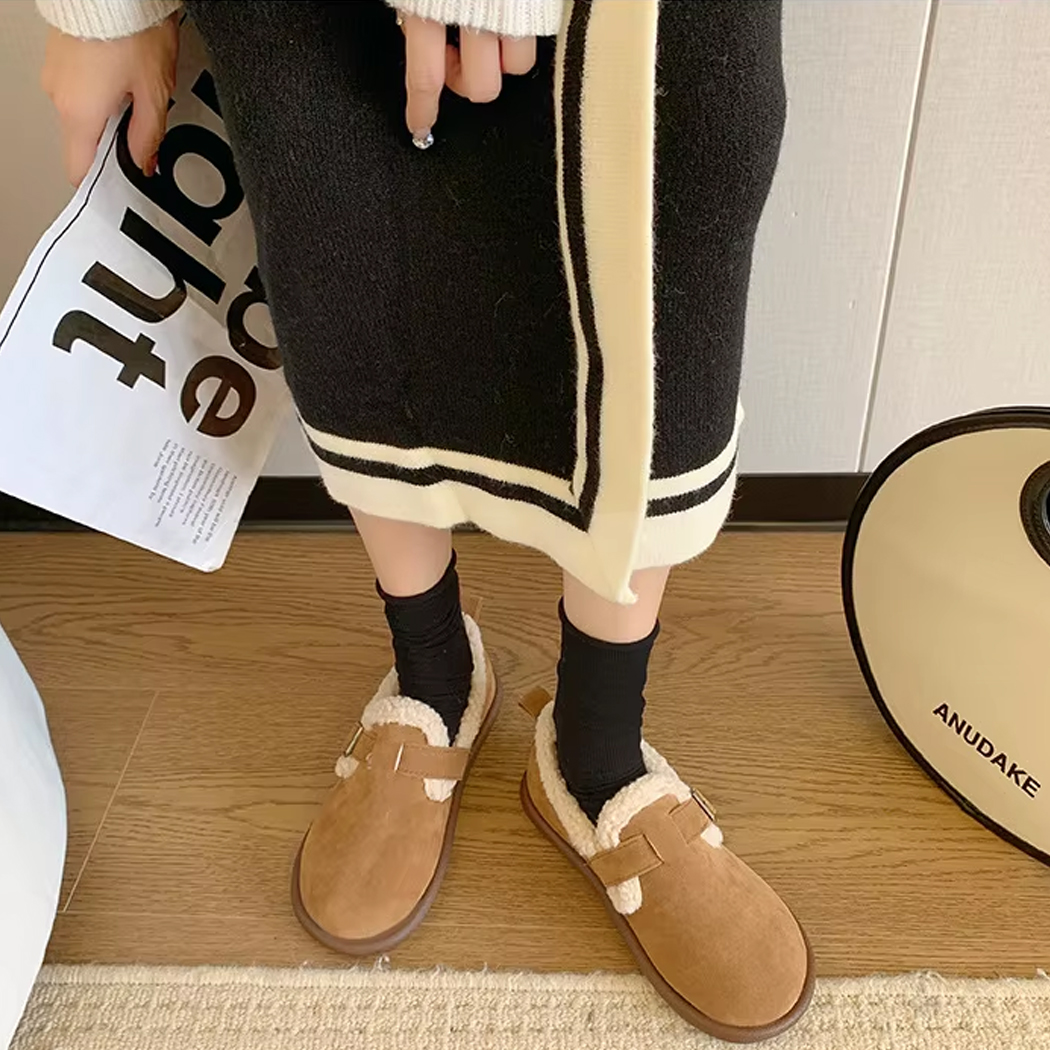 Mocassin sabot fourré fermé pour femme • Mon Mocassin